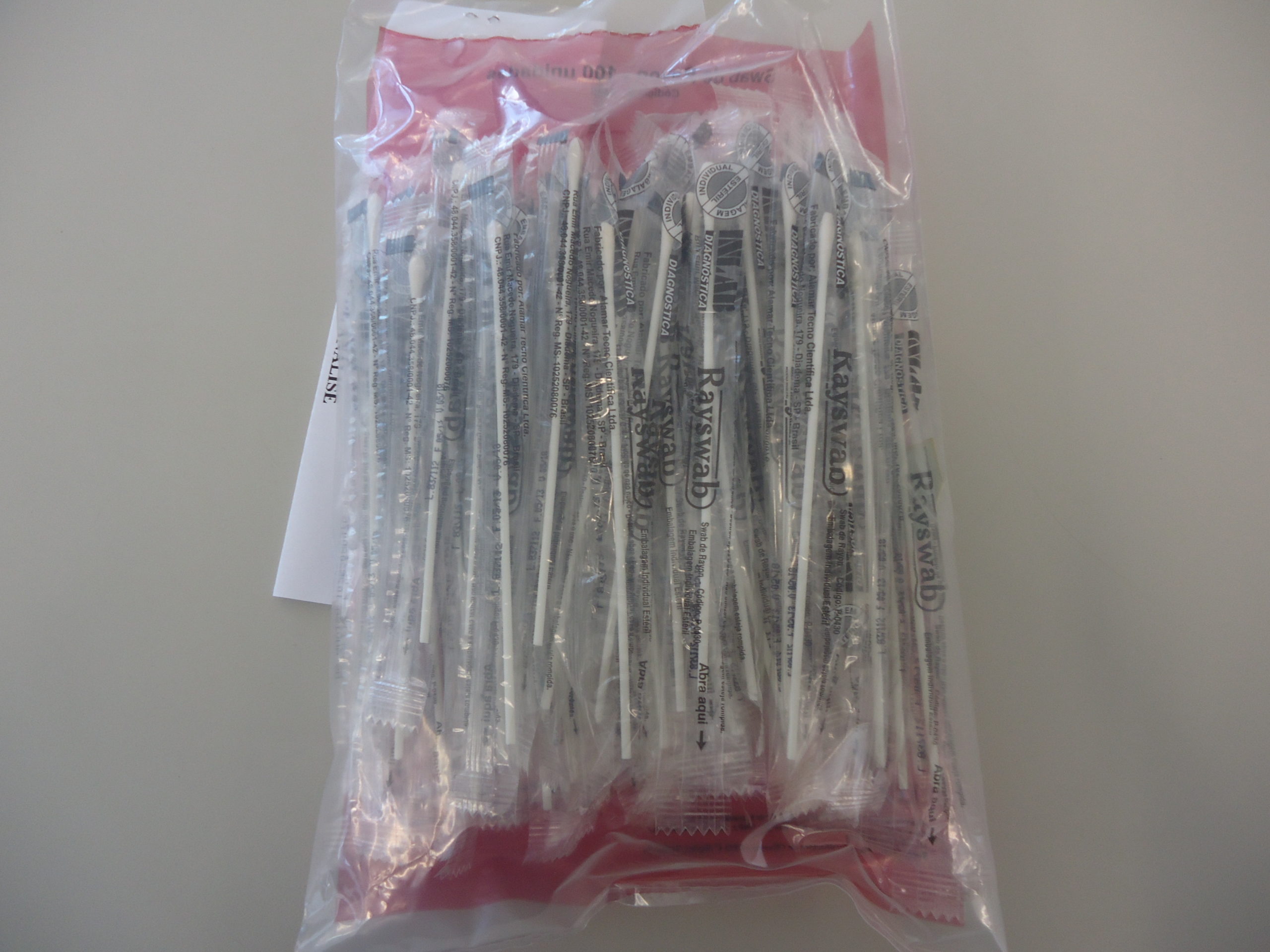 Rayswab - Swab com Ponta de Rayon, Estéril, Haste Plástica Flexível ...